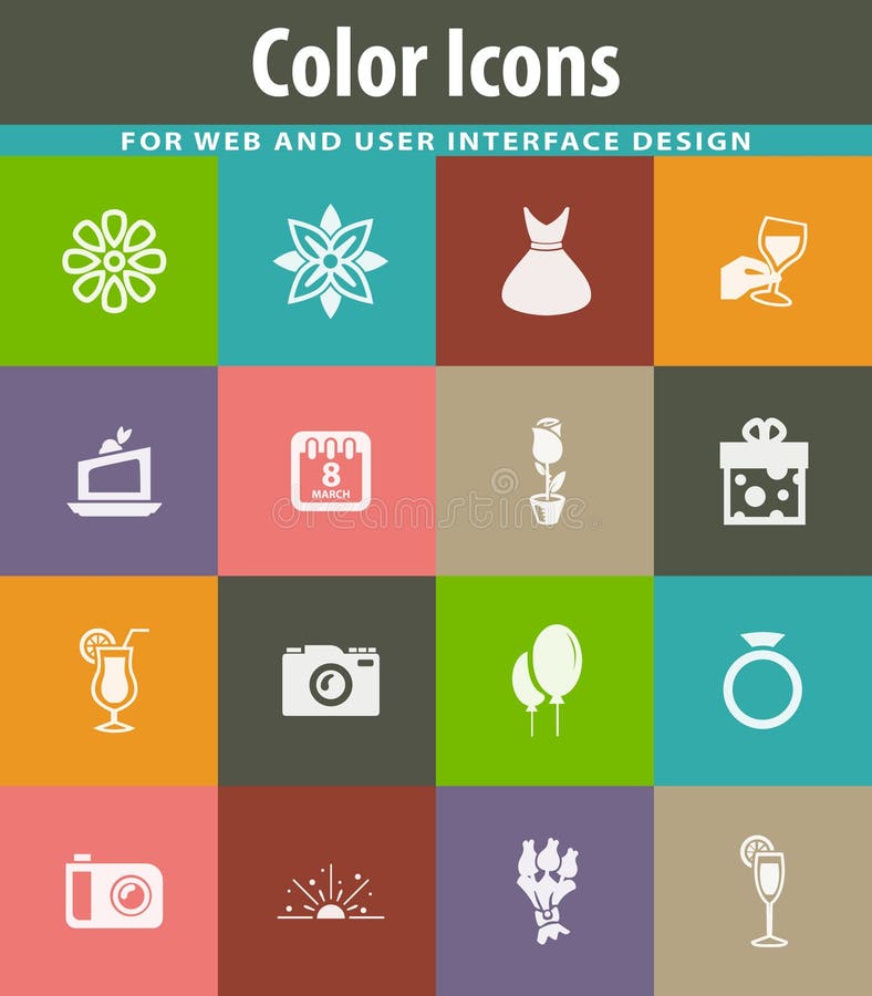 8 March icons set stock vector. Illustration of glass - 118808236