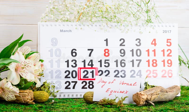 March 21 Vernal Equinox, Spring Calendar Stock Photo - Image of meeting ...