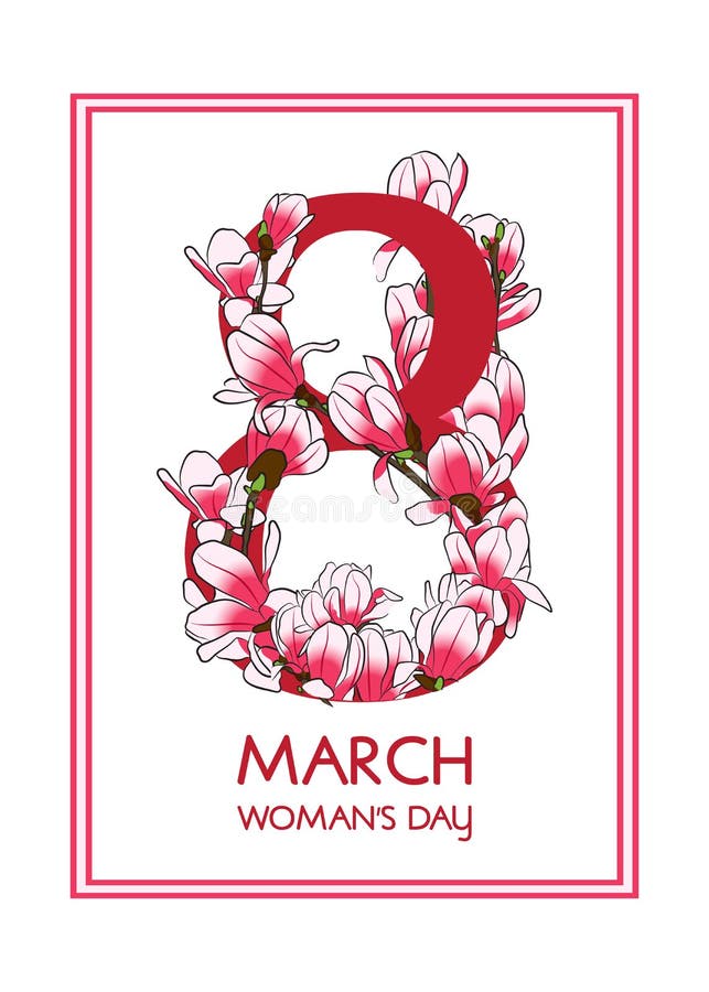 8 March Woman`s Day Greeting Card. Stock Vector - Illustration of ...