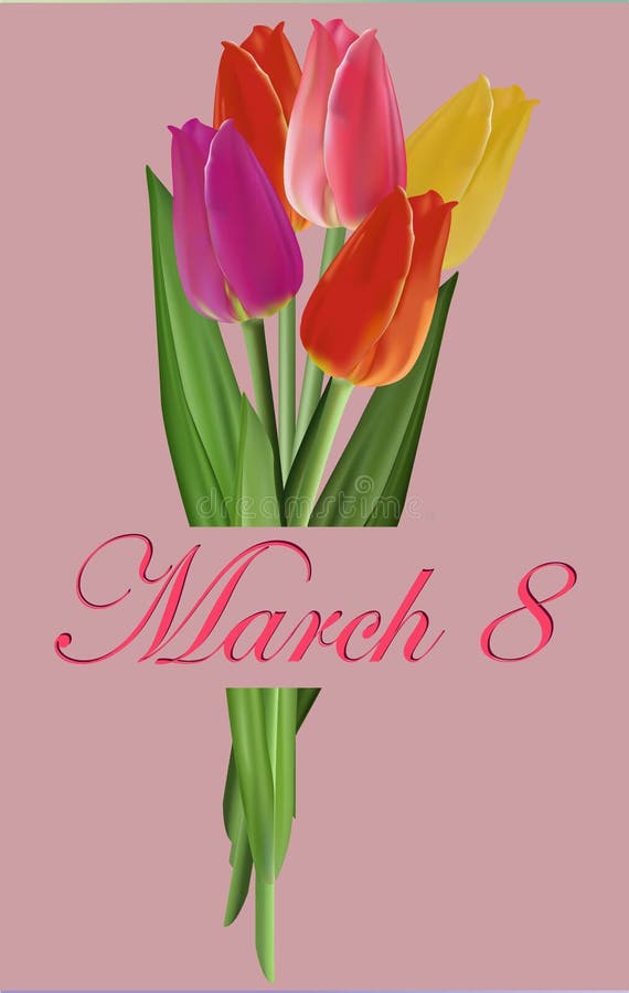 8 March Women`s Day Greeting Card Template Stock Vector - Illustration ...