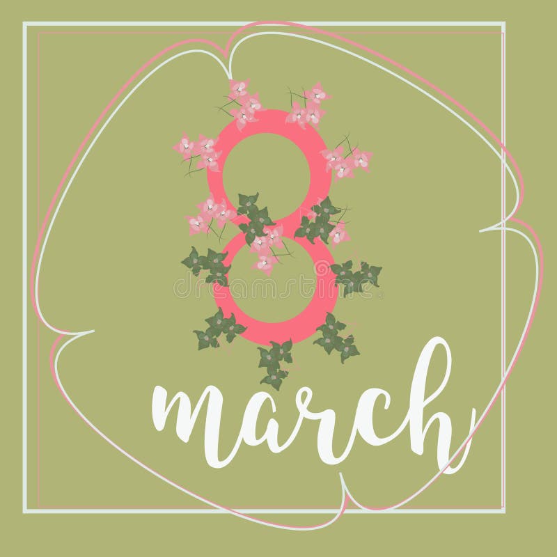 8 March Women S Day Greeting Card Template Stock Illustration ...