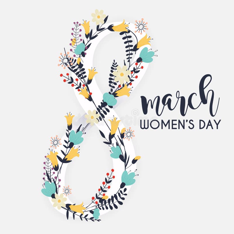 8 March. Women`s Day Greeting Card Template Stock Vector - Illustration ...