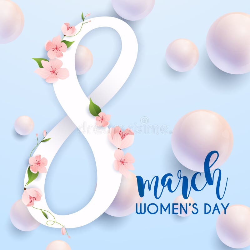 8 March. Women`s Day Greeting Card Template Stock Vector - Illustration ...