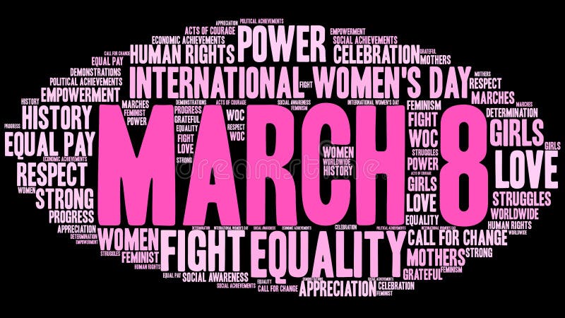 March 8 Word Cloud stock vector. Illustration of achievements - 110340408