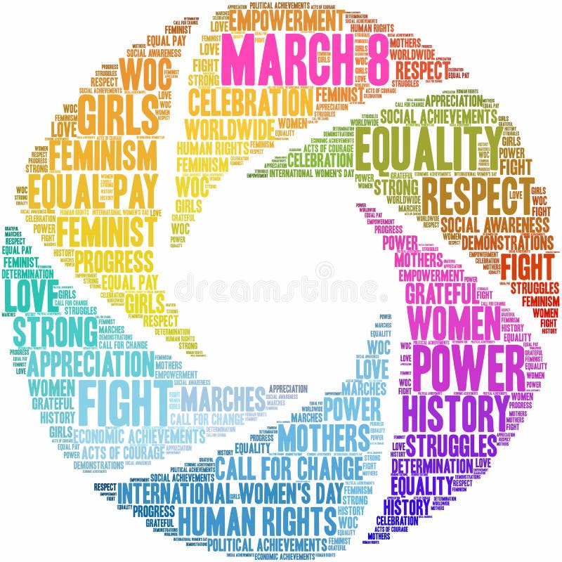 March 8 Word Cloud stock vector. Illustration of achievements - 110340408