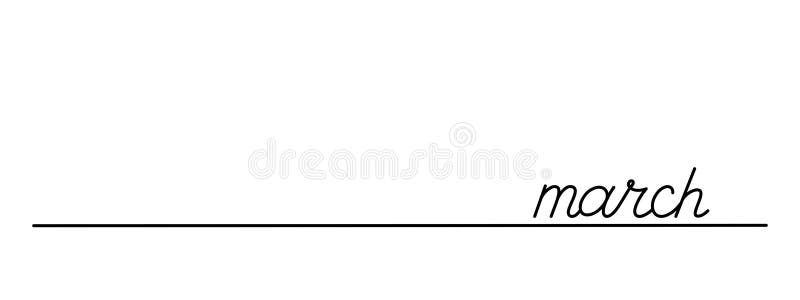 March Word Continuous Line Drawing, Black Line Vector Illustration ...