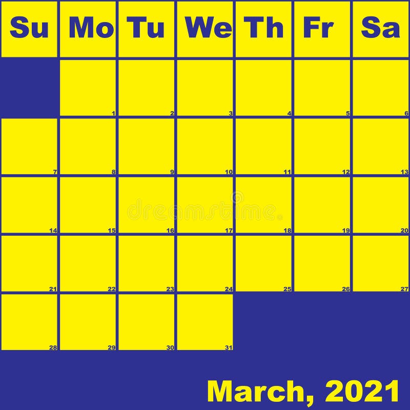 2021 March Wall Planner in Blue Pastel Color, Week Starts on Monday ...