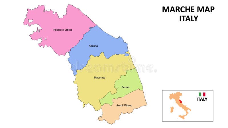 Marche Map. District Map of Marche in District Map of Marche in Color ...