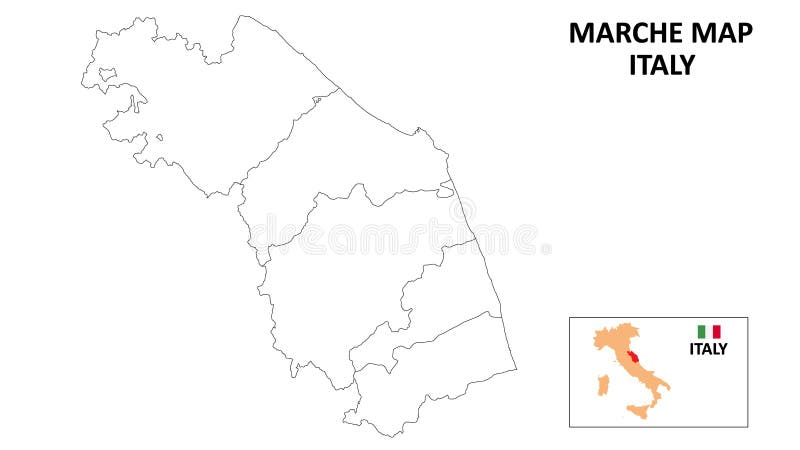 Marche Map. State and District Map of Marche Stock Vector ...