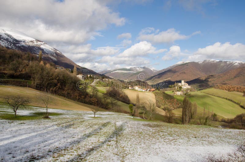 Marche mountains stock image. Image of houses, trees - 28840095