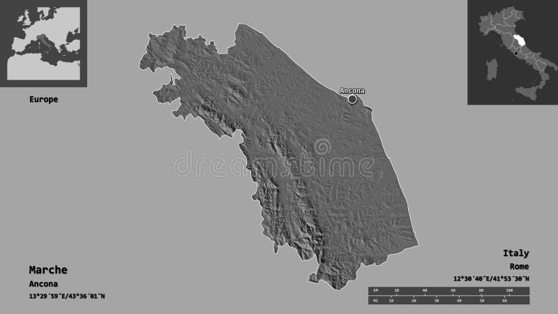 Italy Map with Marche Region Stock Vector - Illustration of banner ...