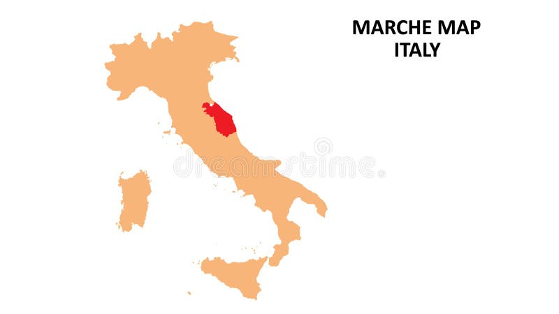 Marche Regions Map Highlighted on Italy Map Stock Vector - Illustration ...