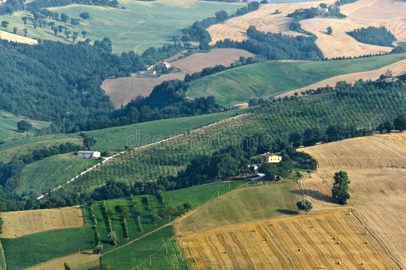 Marches, Landscape at Summer Stock Photo - Image of building, color ...