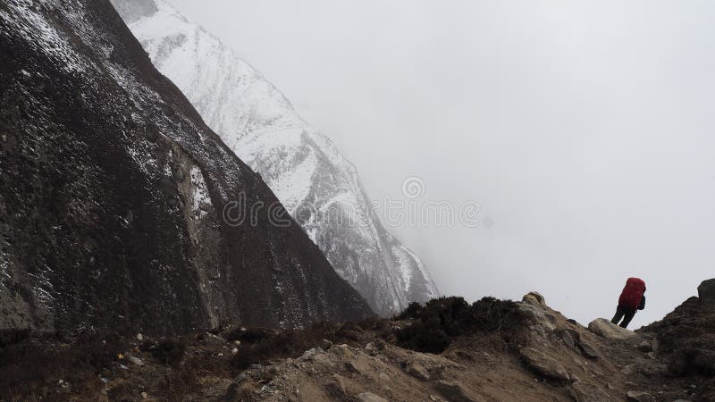 Un Marcheur Seul Avec Le Sac à Dos Le Long D'une Route De Campagne Au ...