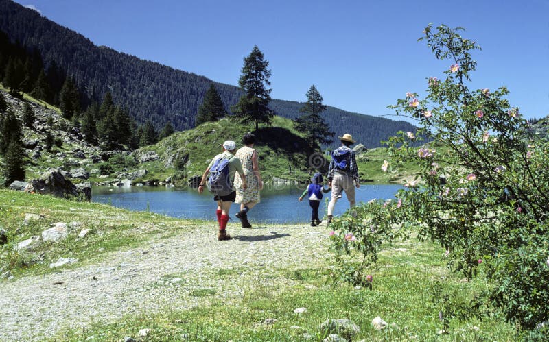 Marcheurs de famille photo stock. Image du marche, marcheur - 1520534