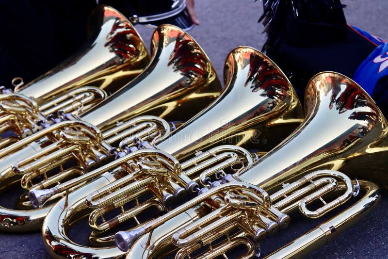 Marching Band Baritones in a Row Stock Image - Image of close, marching ...
