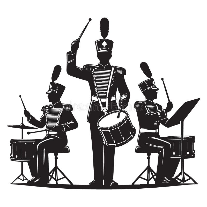 Marching Band Silhouette Drumline Vector Graphic Illustration Stock ...