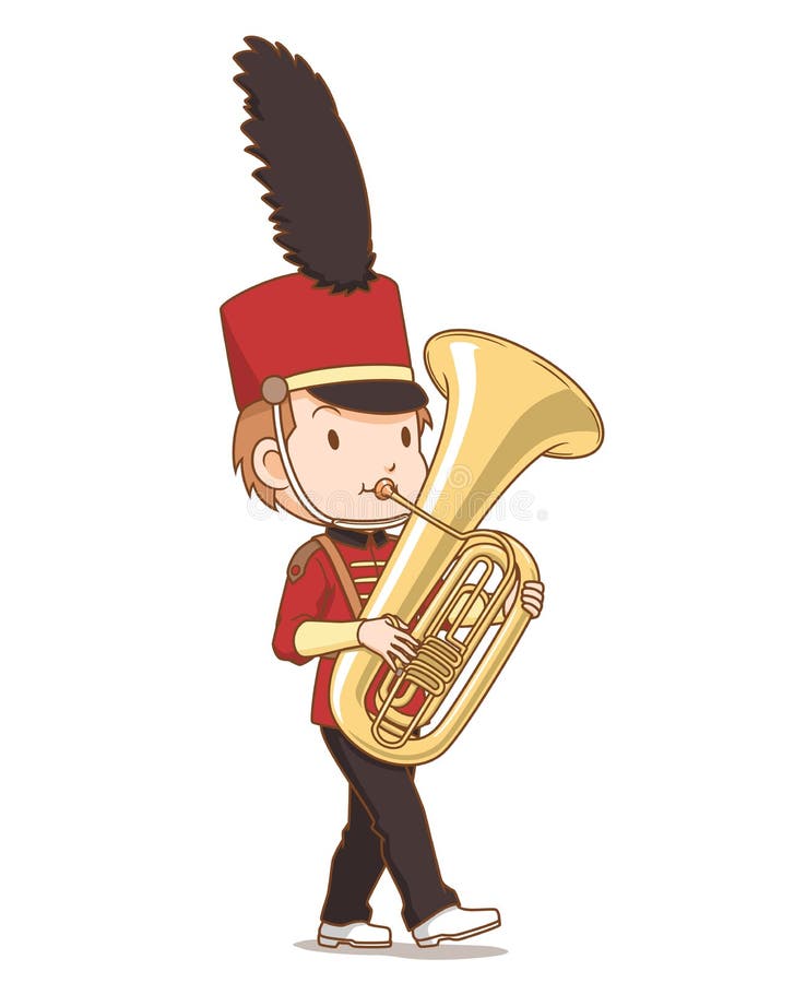 Marching band tuba player. stock vector. Illustration of character ...