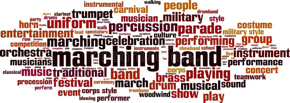 Marching band word cloud stock vector. Illustration of perform - 189123032