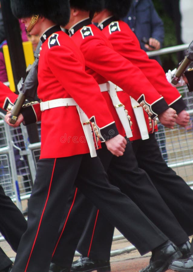 Marching British Guardsman during Trooping the Colour London England ...