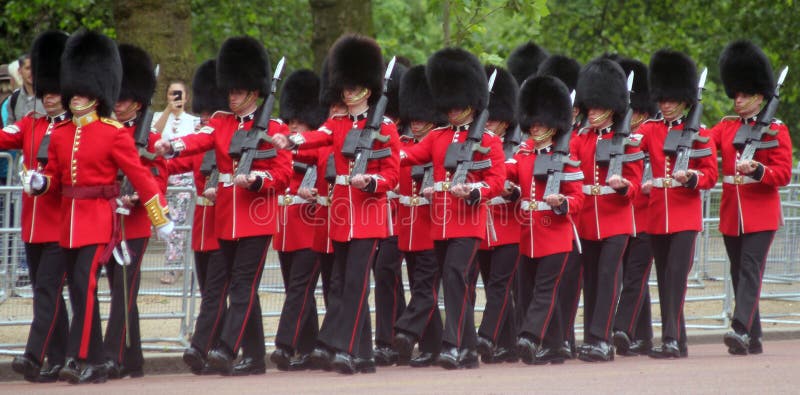 Marching British Guardsman during Trooping the Colour London England ...