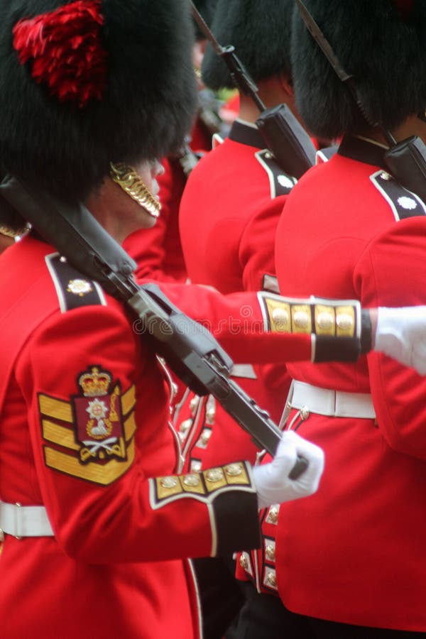 Marching British Guardsmen during Trooping the Colour London England ...