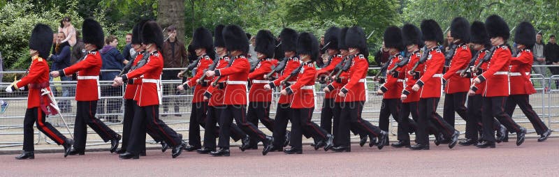 Marching British Guardsmen during Trooping the Colour London England ...