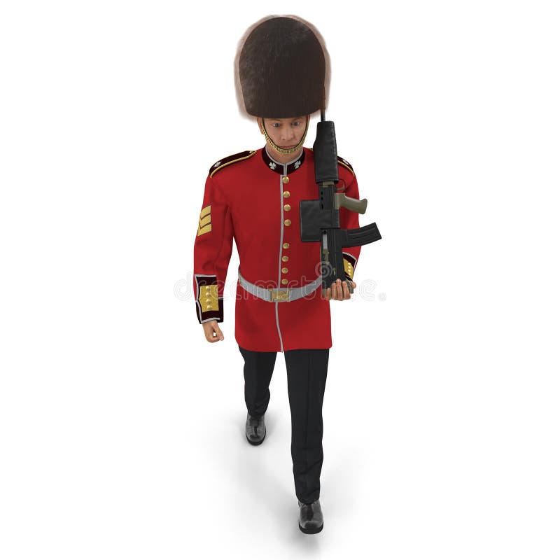 Marching British Royal Guard Holding Gun Isolated on White Background ...