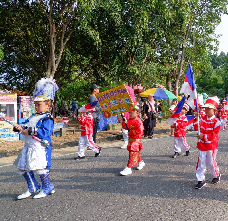 Marching Line of Flag Bearers for Elementary School Students Editorial ...