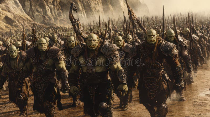 Marching Orc Army Created with Generative AI. Lots of Warriors with ...