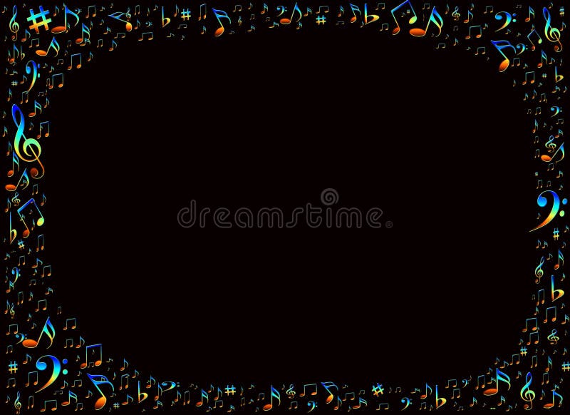 Marco Colorido De Las Notas Musicales Stock de ilustración ...