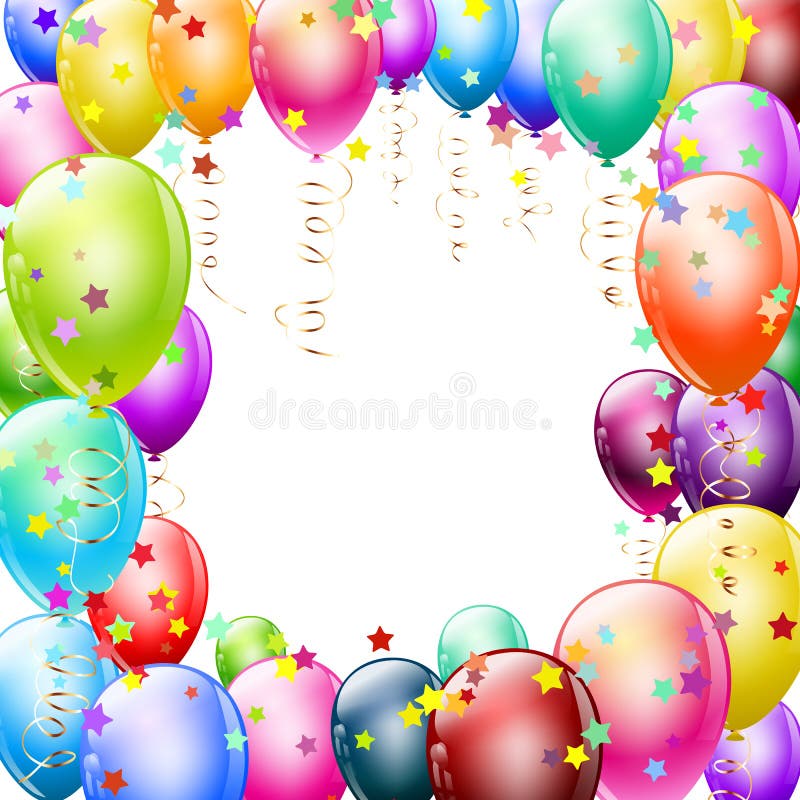 Marco Del Día De Fiesta Con Los Globos Coloridos Ilustración del Vector ...