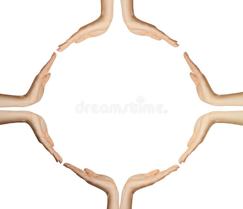 Marco De Forma De Las Manos Aisladas En Fondo Blanco Foto de archivo ...