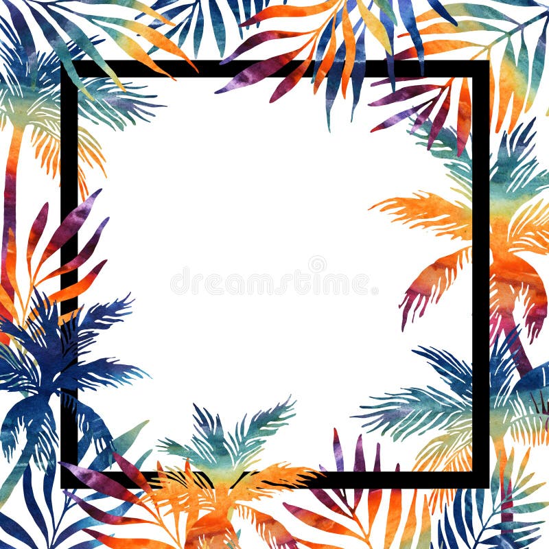 Marco De La Acuarela De Las Palmeras Stock de ilustración - Ilustración ...