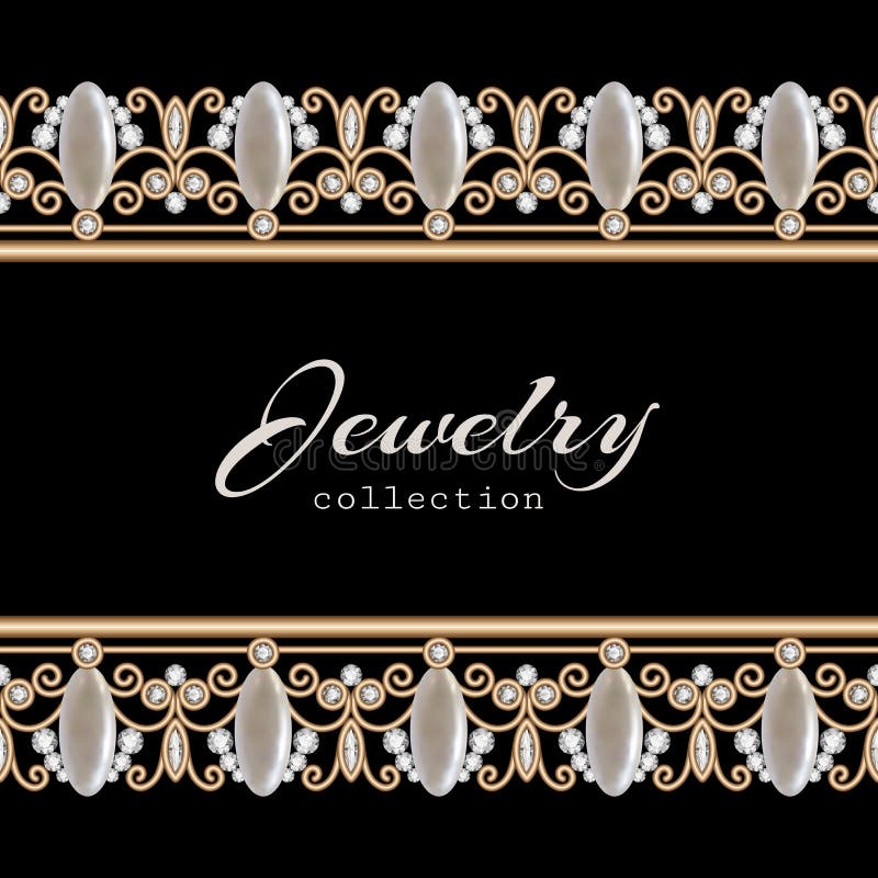 Marco De La Frontera Del Oro De La Joyería Ilustración del Vector - Ilustración de floral ...