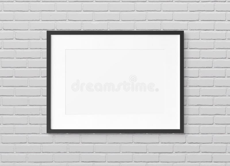 Marco De Madera Rectangular Negro Sobre Fondo De Pared De Renderizado ...