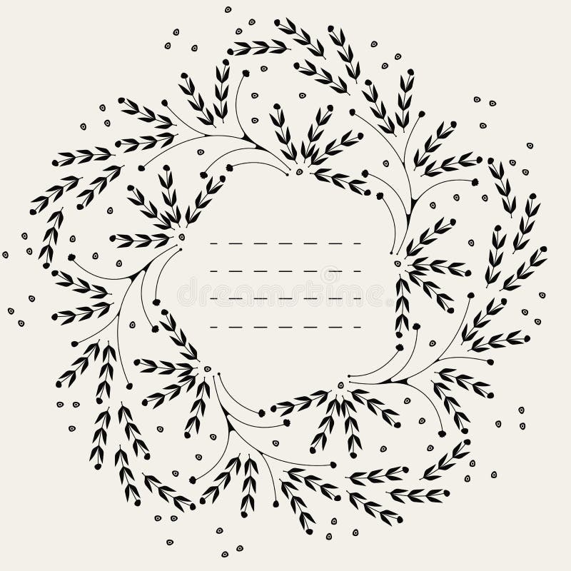 Marco Del Círculo Con Las Ramas Decorativas Ilustración del Vector ...