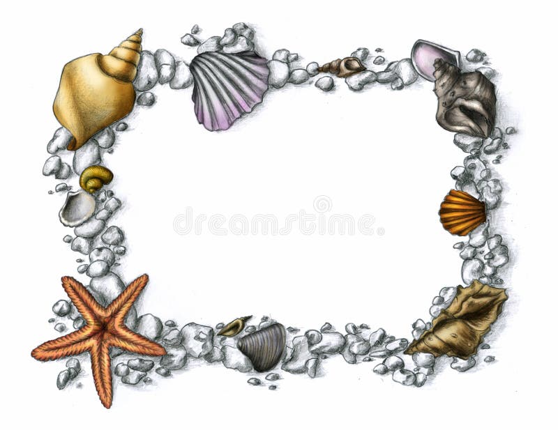 Marco del shell stock de ilustración. Ilustración de piedra - 7522486