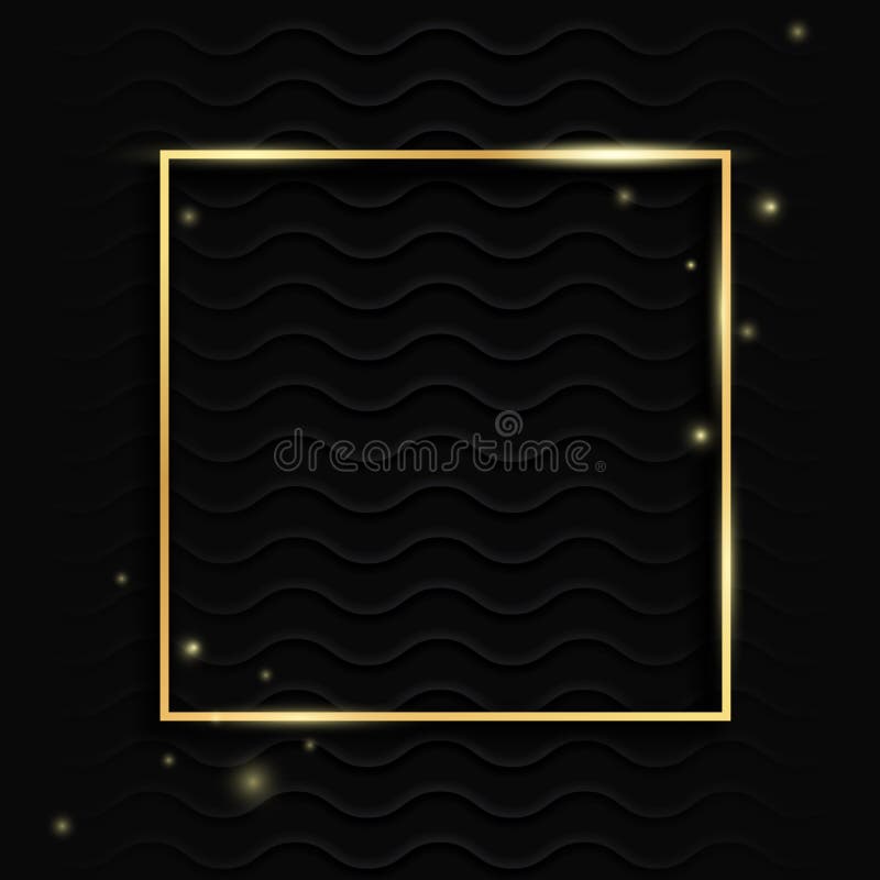 Marco Gold Square O Borde Rectangular De Lujo Dorado Ilustración del ...