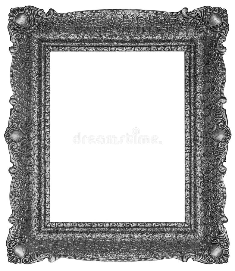 Marco Rectangular De Madera Plateada Antiguo Aislado En Blanco Foto de ...