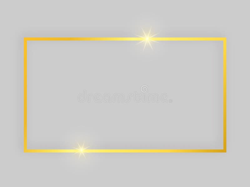 Marco Rectangular Dorado Brillante Con Efectos Brillantes Ilustración ...