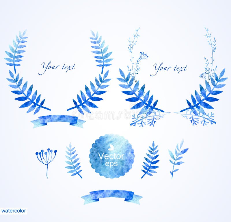 Marco Redondo Azul Hermoso De Elementos Florales Ilustración del Vector ...