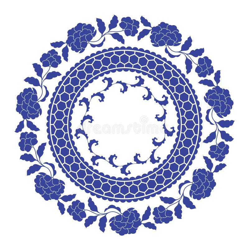 Marco Redondo Del Porcelane Chino Ilustración del Vector - Ilustración ...