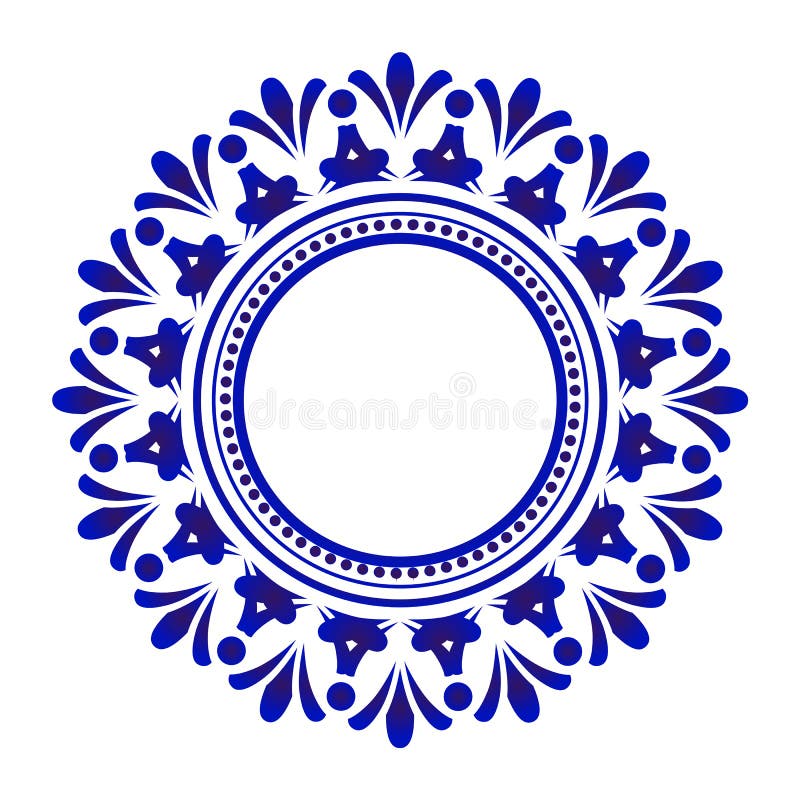 Marco Redondo Del Vector Floral Azul Ilustración del Vector ...