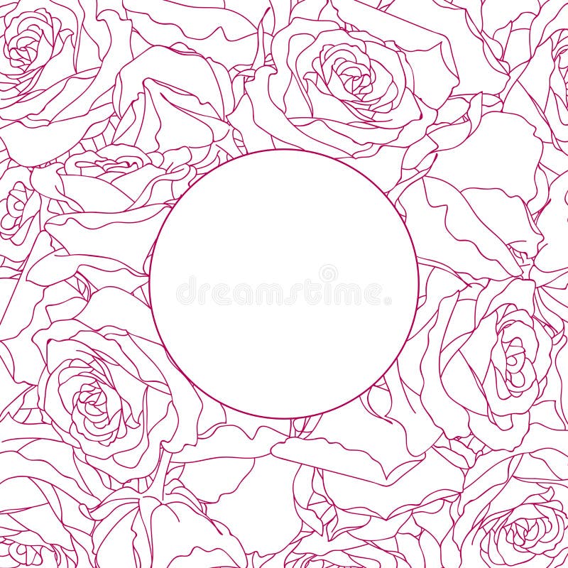 Marco Redondo En Fondo Color De Rosa Linear Ilustración del Vector ...