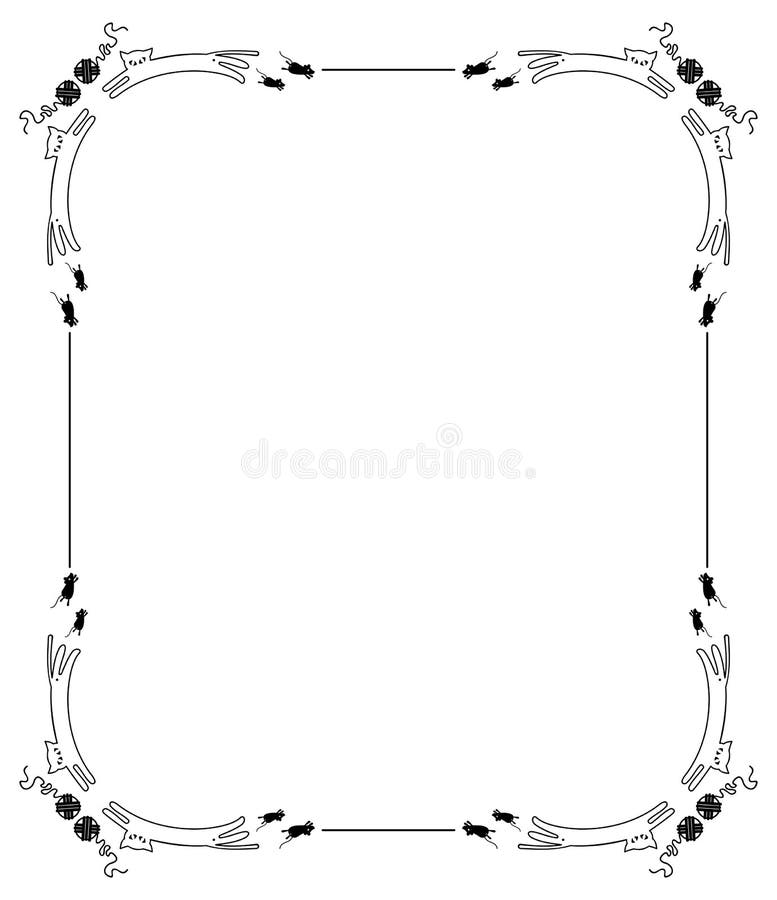 Marco Vertical Con Los Ratones Y Los Gatos Stock de ilustración ...