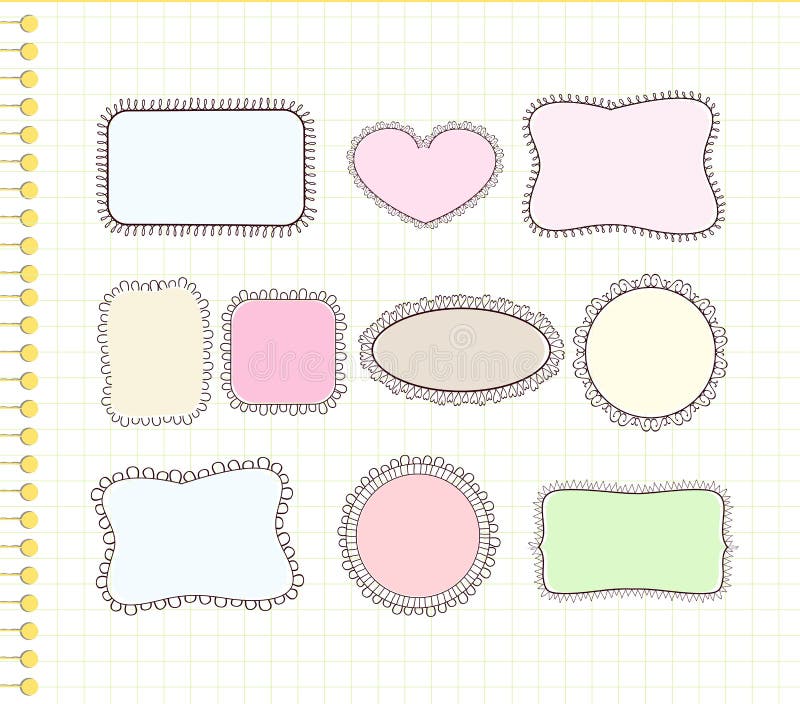 Marcos lindos del doodle stock de ilustración. Ilustración de amor ...