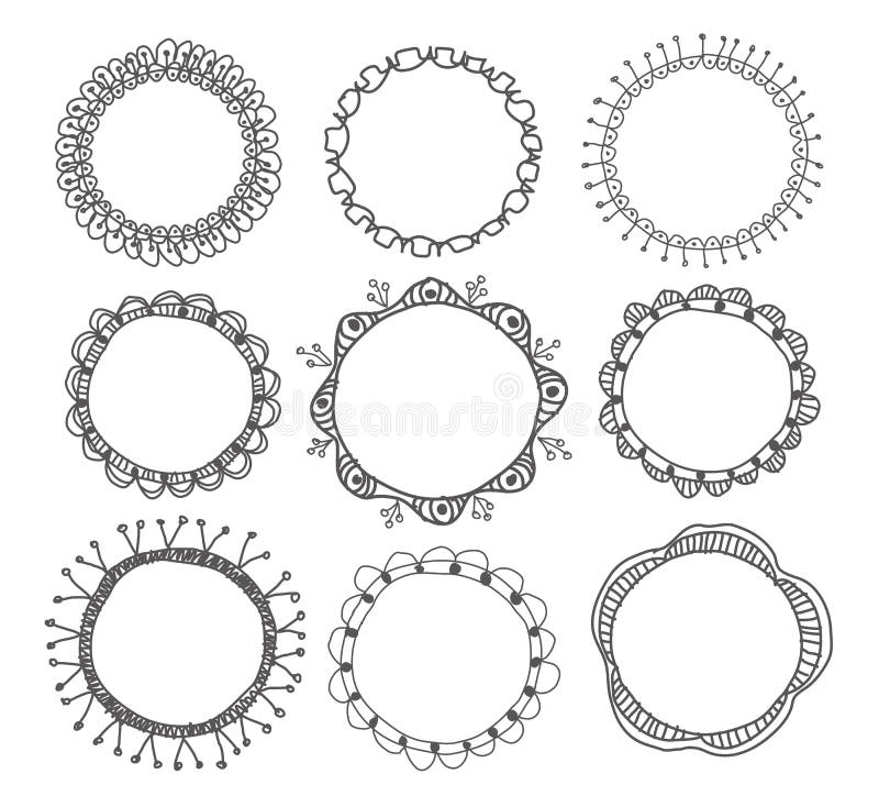 Marcos a mano del círculo ilustración del vector. Ilustración de ...