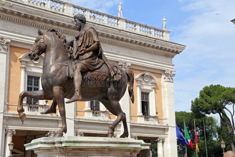 Marcus Aurelius on Capitol Hill in Rome - Italy Editorial Photography ...