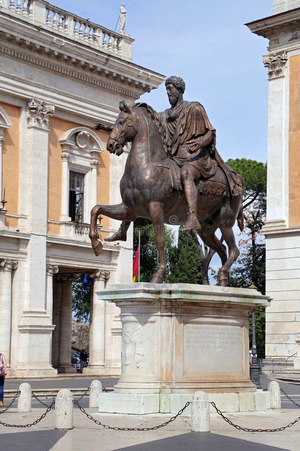 Marcus Aurelius on Capitol Hill in Rome - Italy Editorial Photography ...